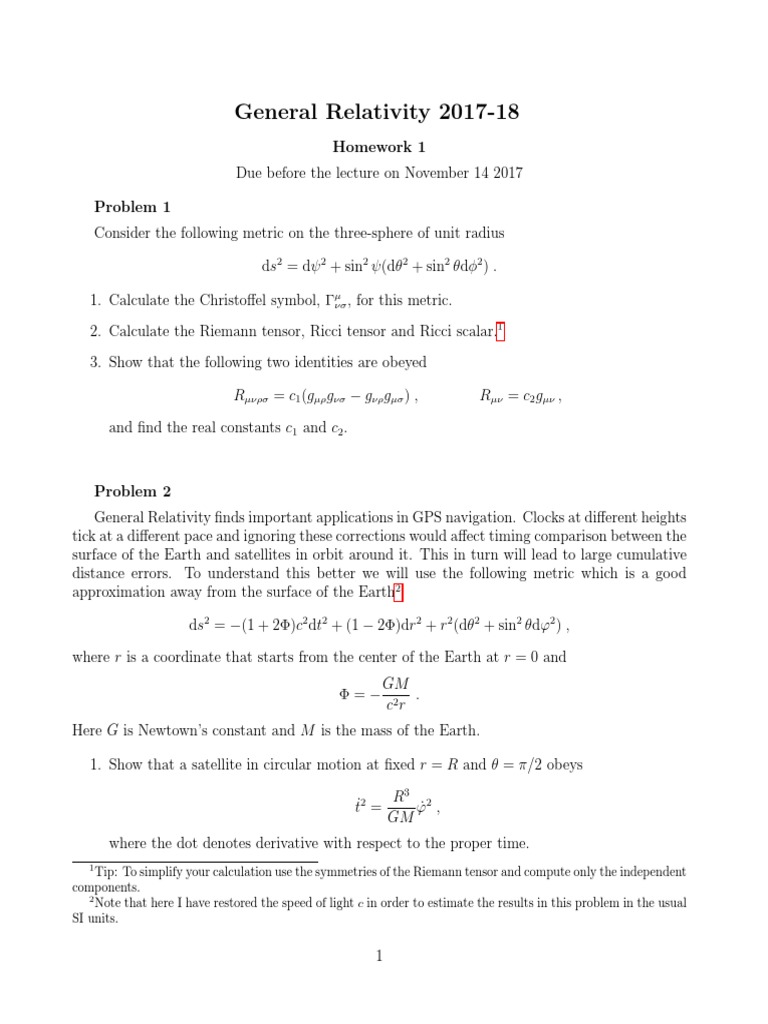 GRHW 1 | PDF | General Relativity | Orbit