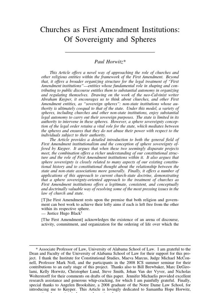 Sphere Sovereignty | PDF | Separation Of Church And State In The United ...
