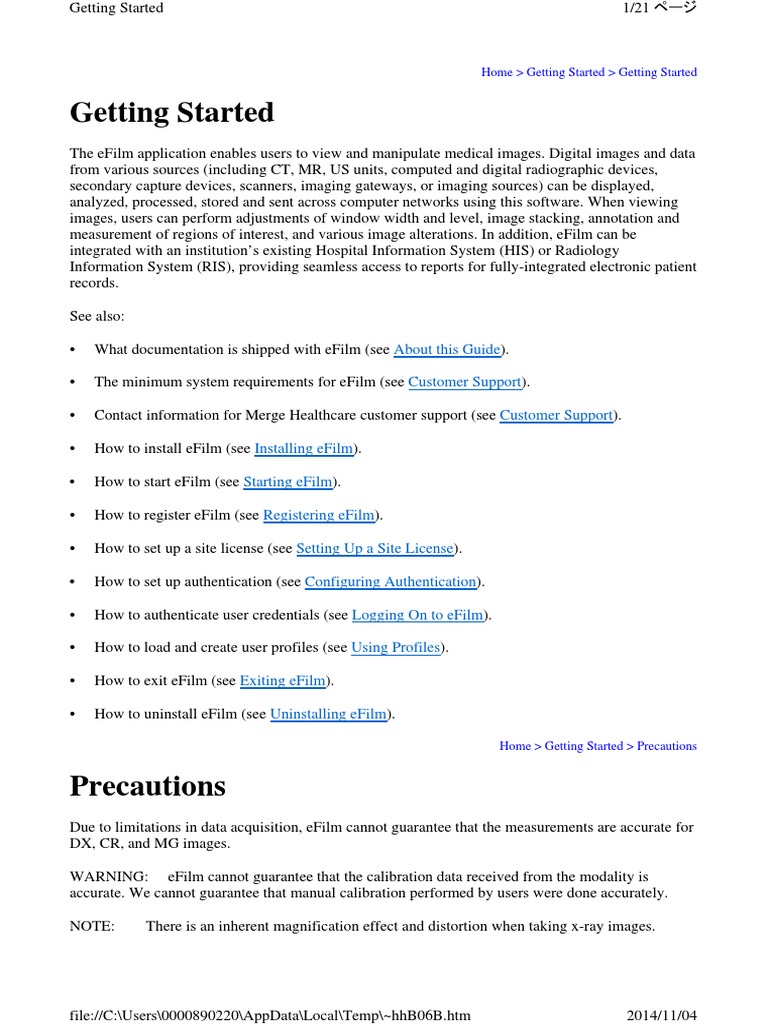 EFilm Help GetStarted | PDF | Installation (Computer Programs) | Login