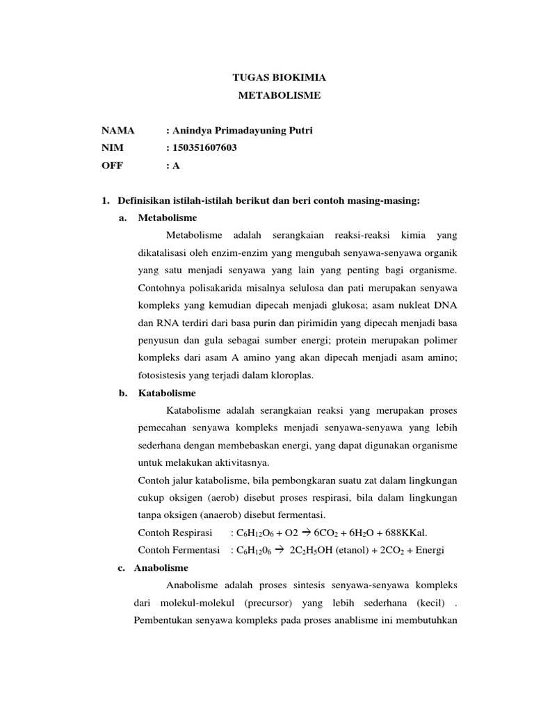 Latihan Soal Metabolisme | PDF