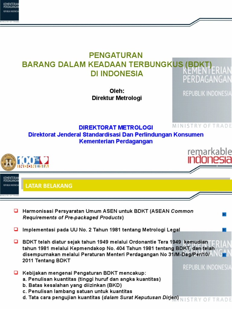 Pengaturan BDKT Di Indonesia - Direktur Metrologi | PDF