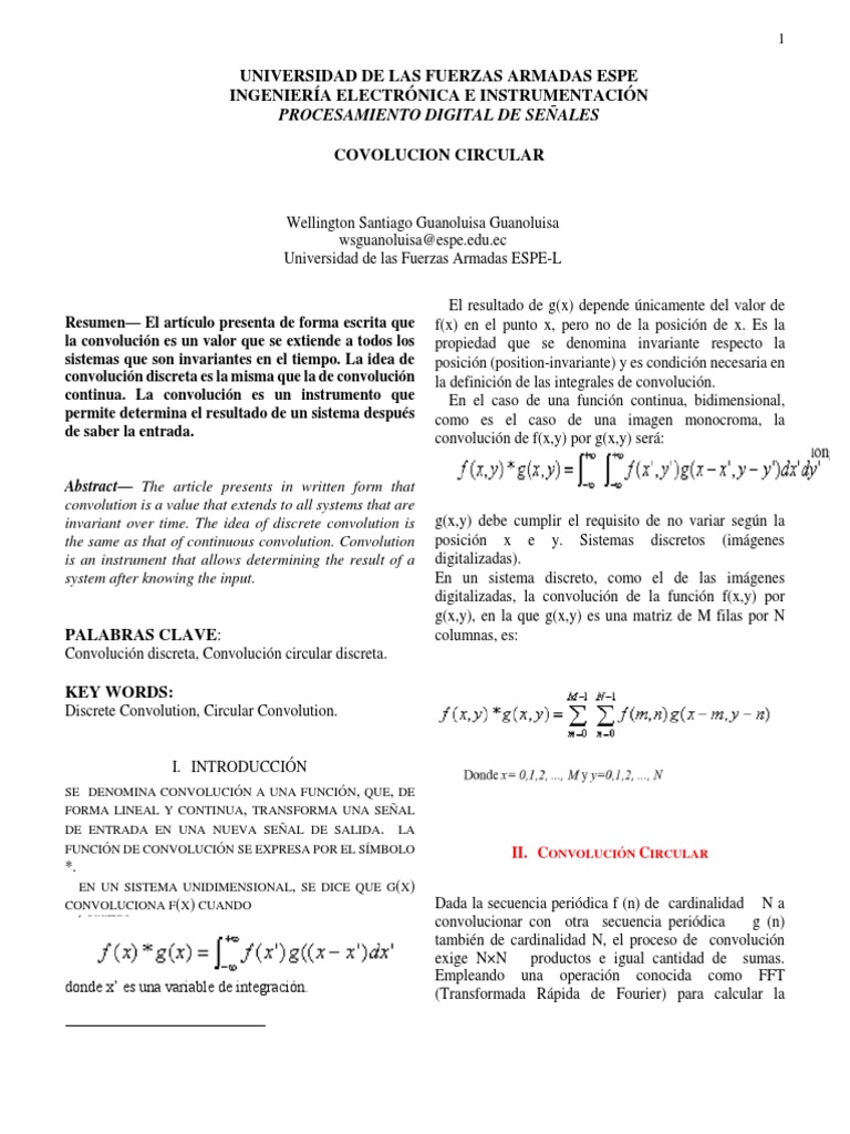 Convolución Circular en Sistemas Discretos | PDF | Circunvolución ...