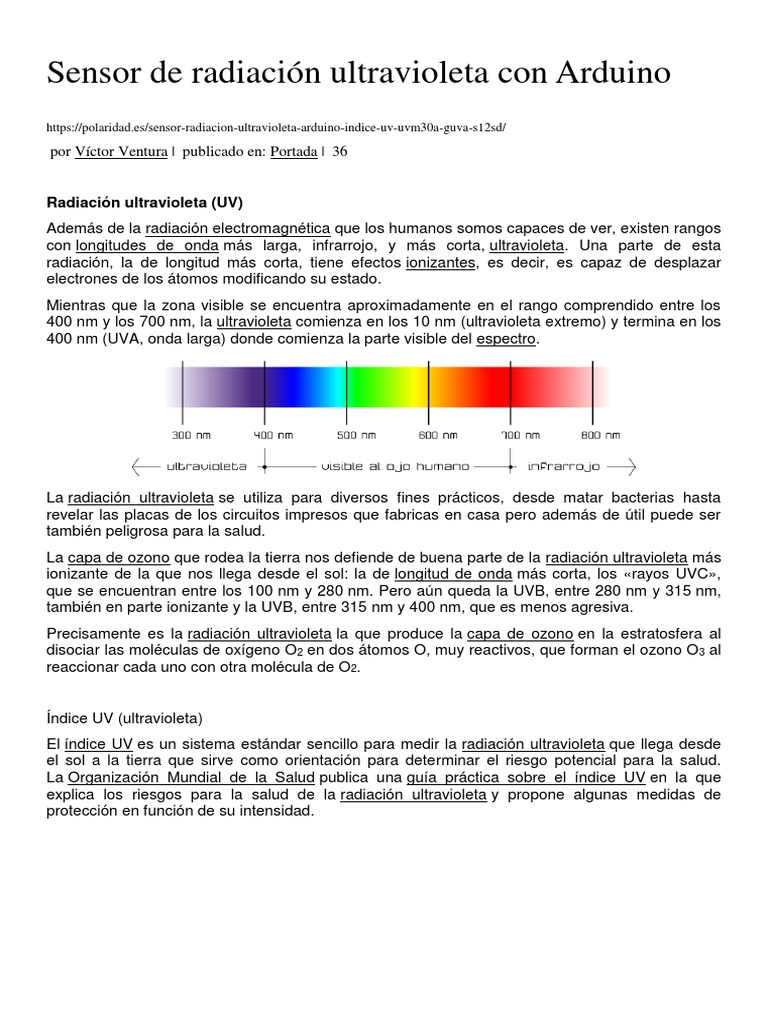 Sensor de Radiación Ultravioleta Con Arduino | PDF | Ultravioleta ...
