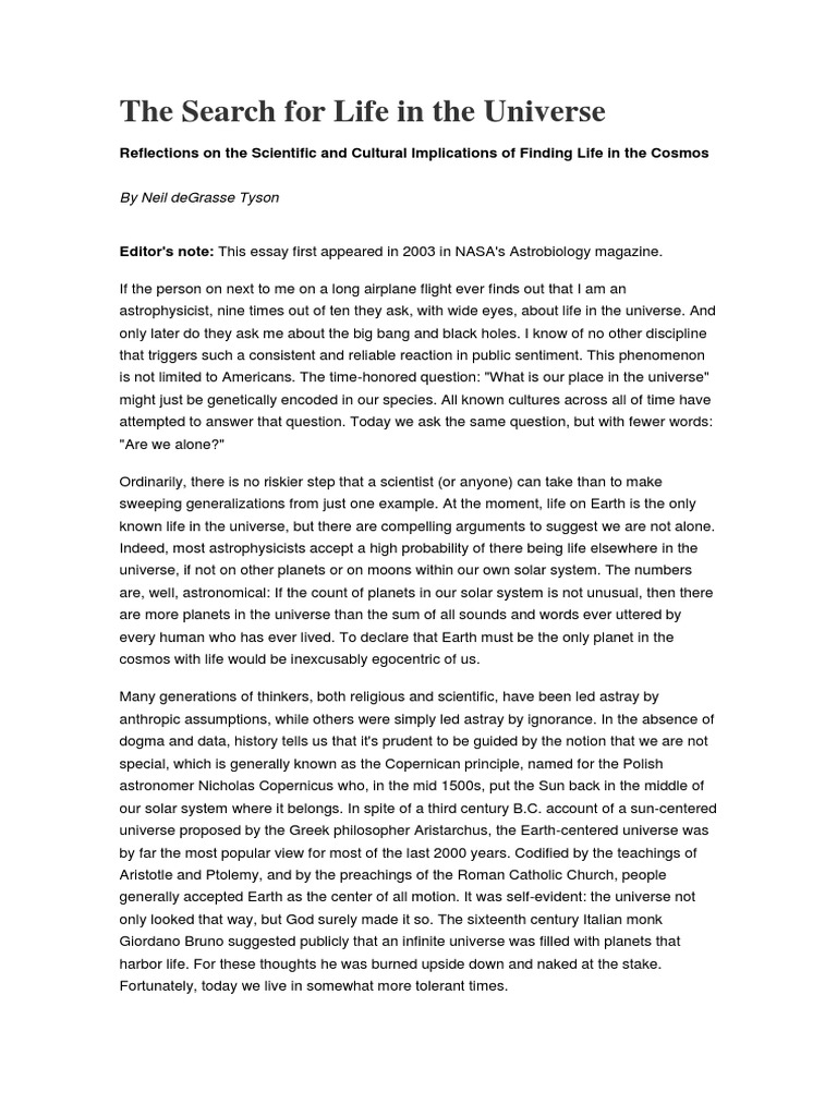 The Search For Life in The Universe | PDF | Chemical Elements ...