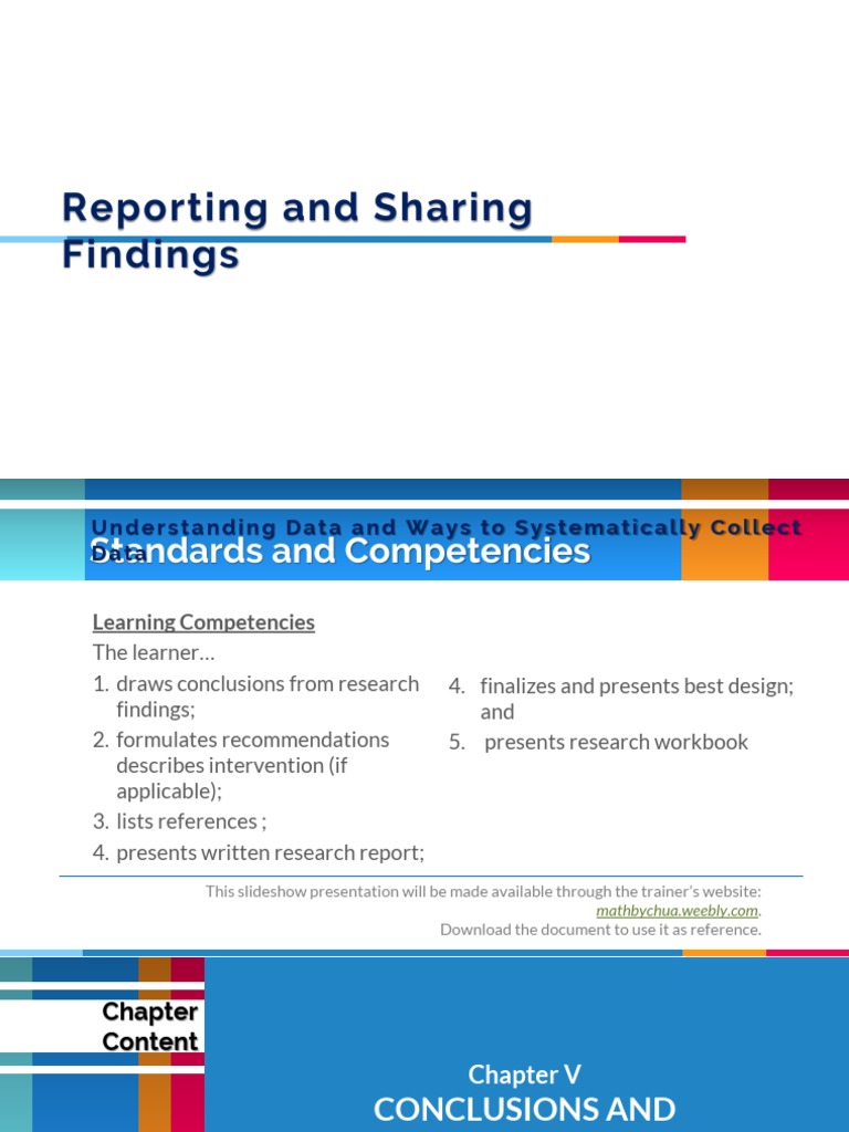 Reporting and Sharing Findings | PDF | Data | Statistics