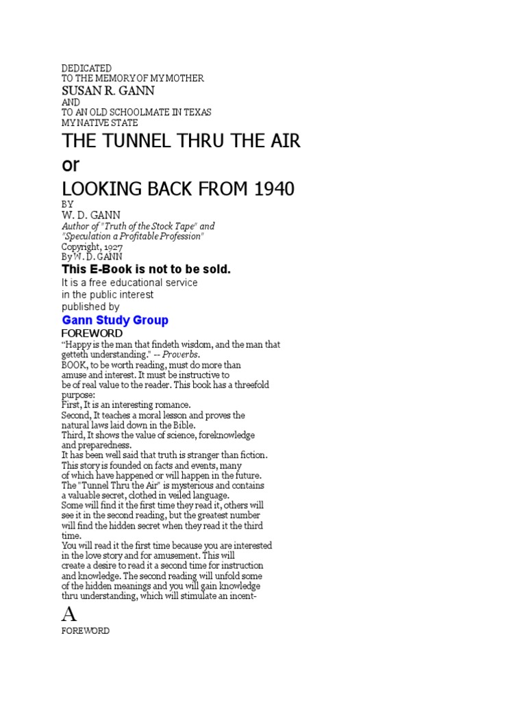 The Tunnel Thru The Air Looking Back From 1940: Susan R. Gann | PDF ...