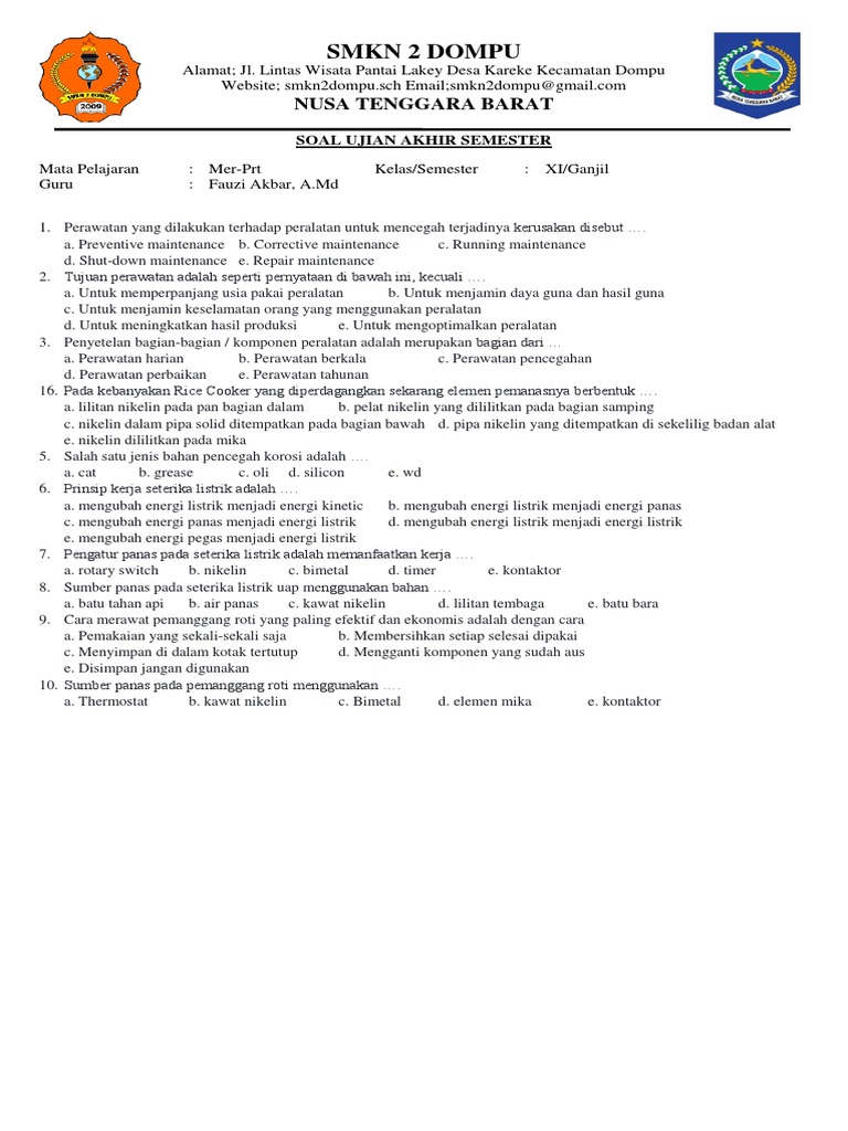 Soal Ujian Akhir Semester | PDF | Teknologi & Rekayasa