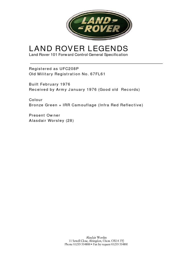 Land Rover 101 Forward Control Manual | PDF | Automotive Industry | Car