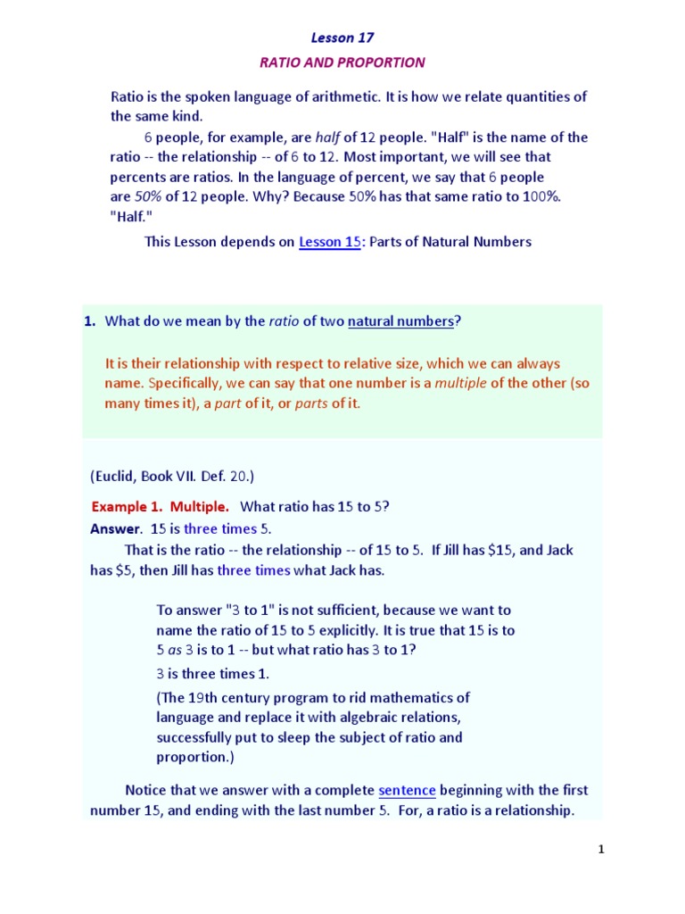Ratio and Proportion - 1 | PDF | Ratio | Fraction (Mathematics)