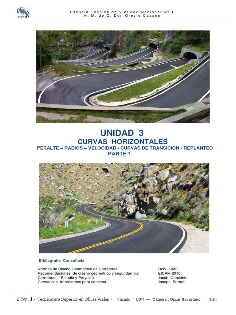 Unidad 3 Curvas Horizontales Parte 1 de 2 Rev 3 | PDF | Curva | Velocidad