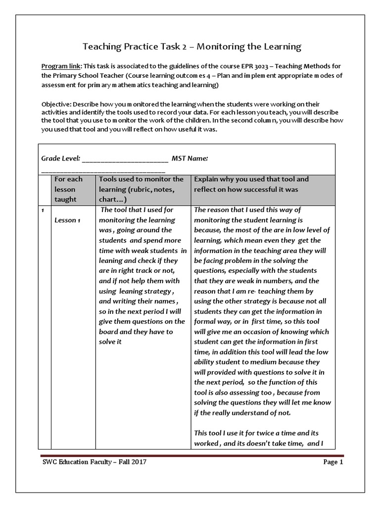 Teaching Practice Task 2 | PDF | Teaching Method | Teachers