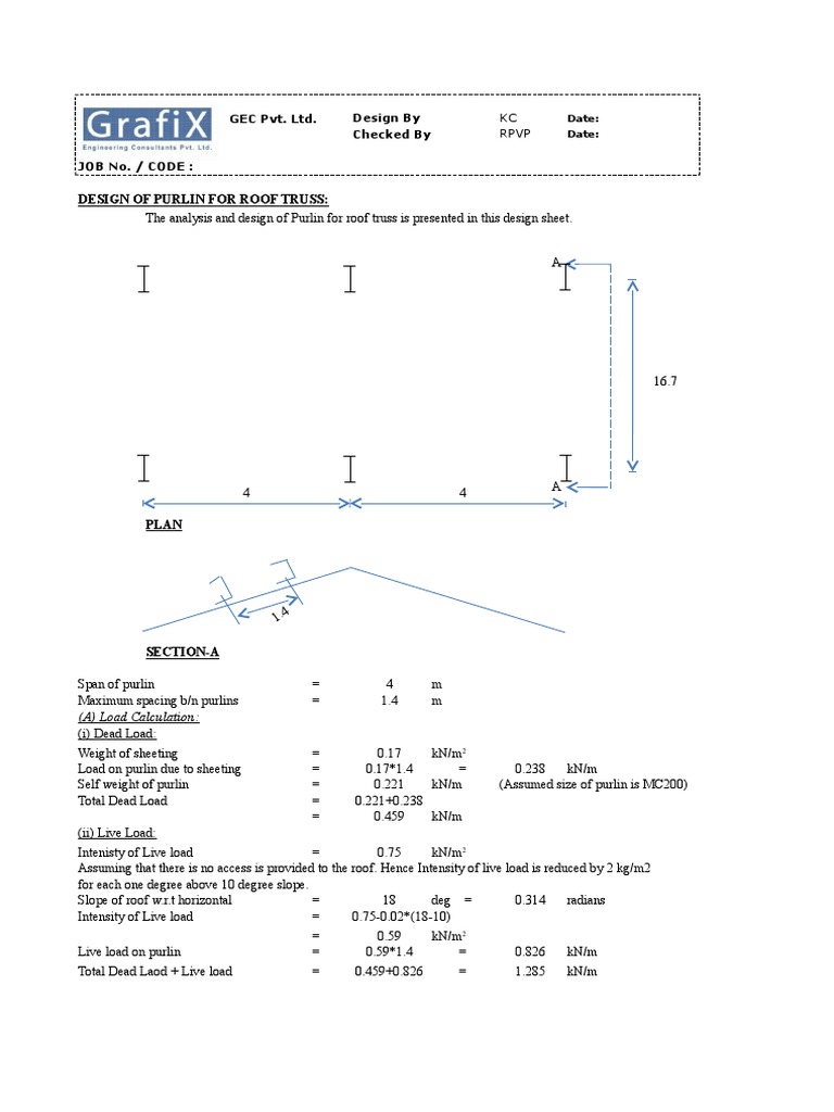 Purlin and Runner | PDF | Bending | Stress (Mechanics)