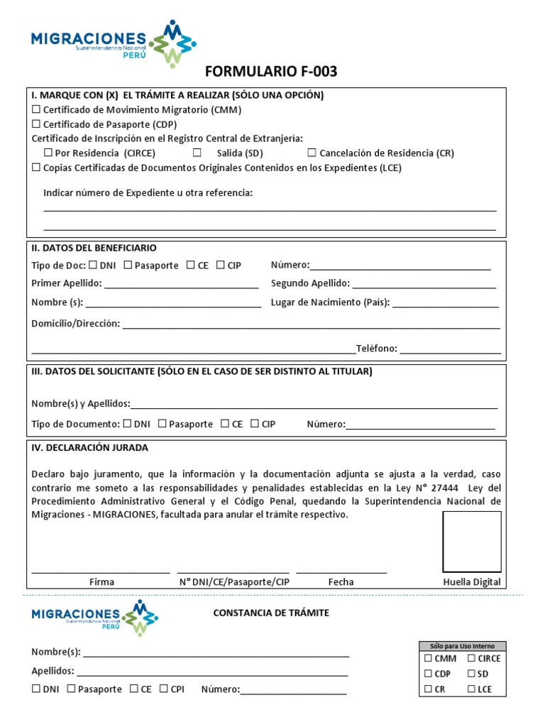 F 003 PDF | PDF | Gobierno y personalidad | Documentos oficiales