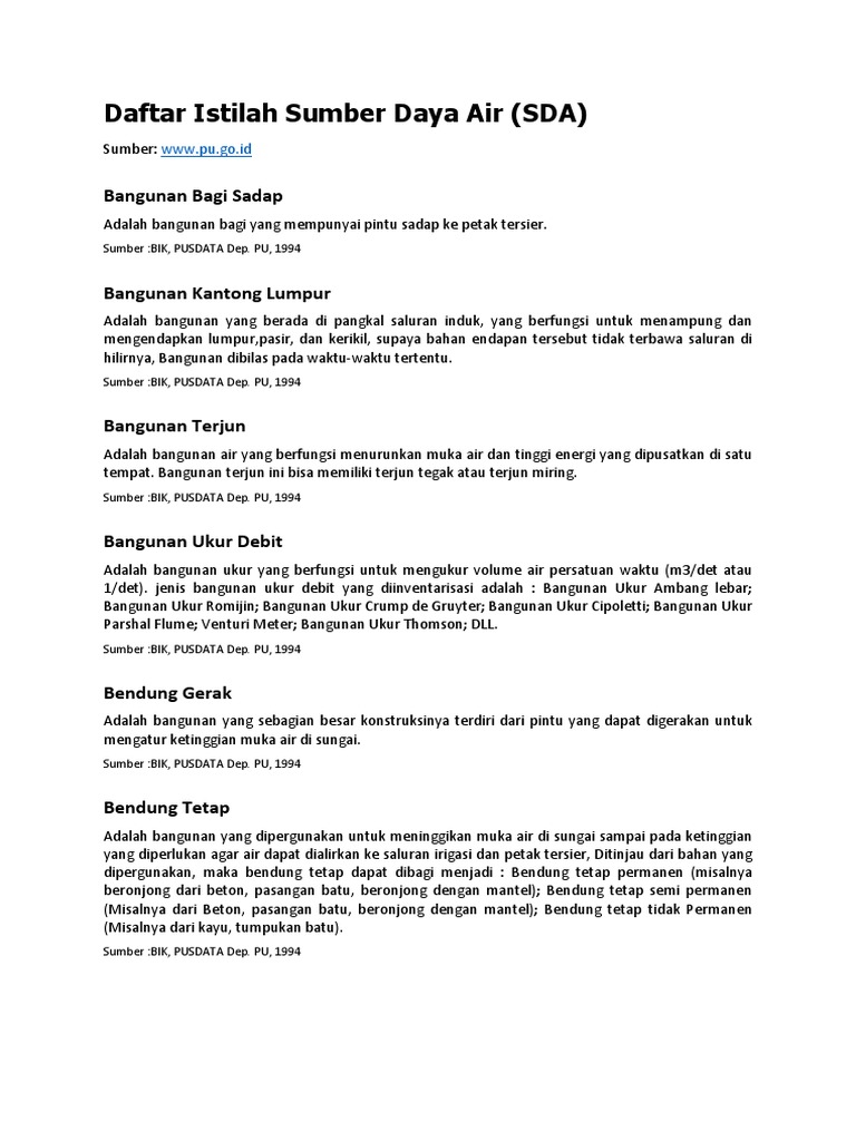 Istilah Penting Sumber Daya Air | PDF