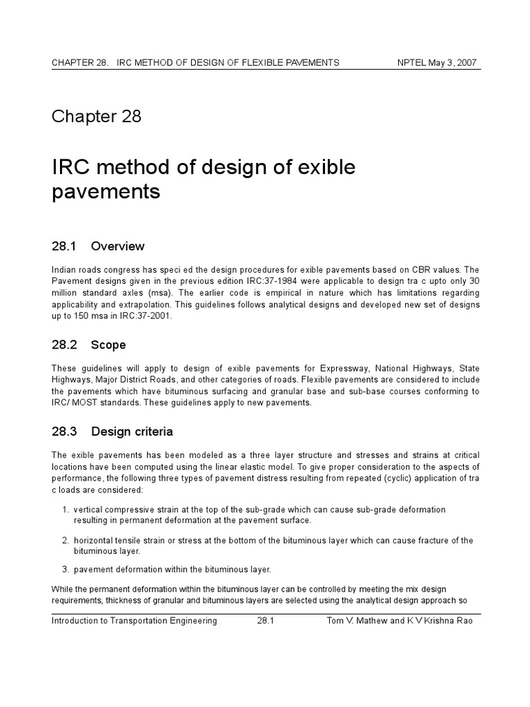 IRC Method of Design | PDF | Deformation (Engineering) | Road Surface