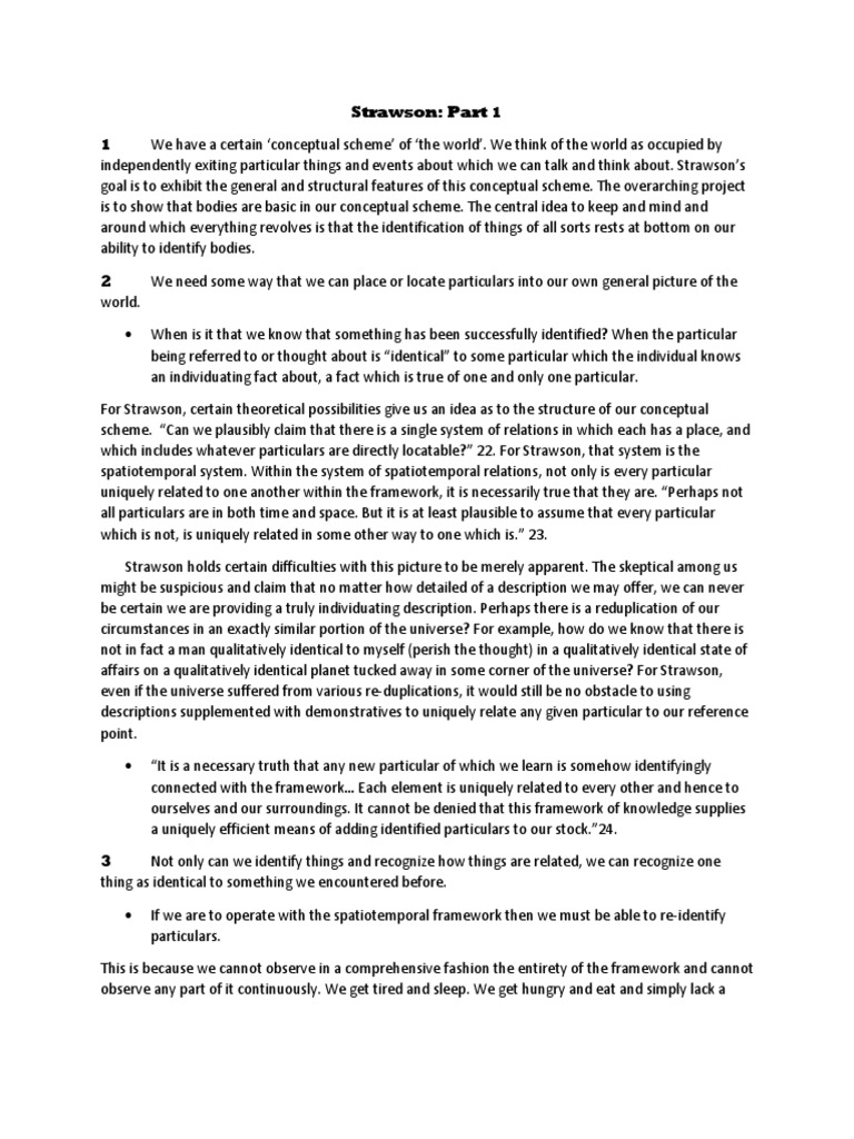 Strawson: Part 1 1 | PDF | Sound | Concept