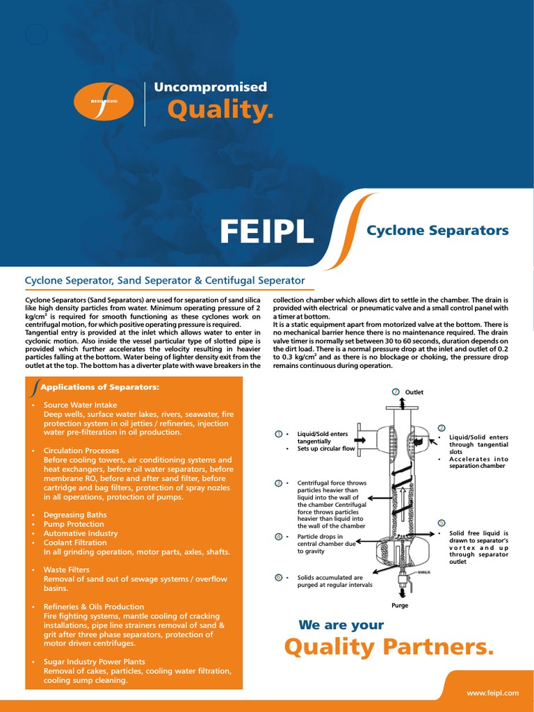Cyclone Separators Flyer A4 | PDF | Filtration | Industries