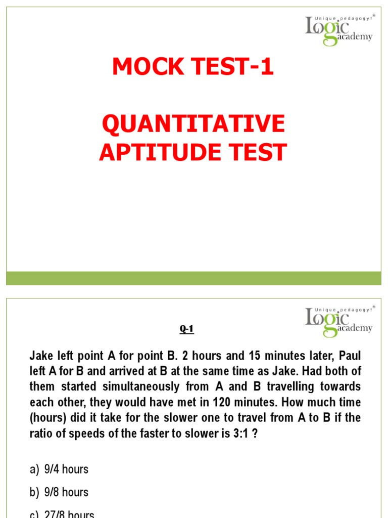 MOCK TEST-1 Quantitative Aptitude Test | PDF | Teaching Mathematics