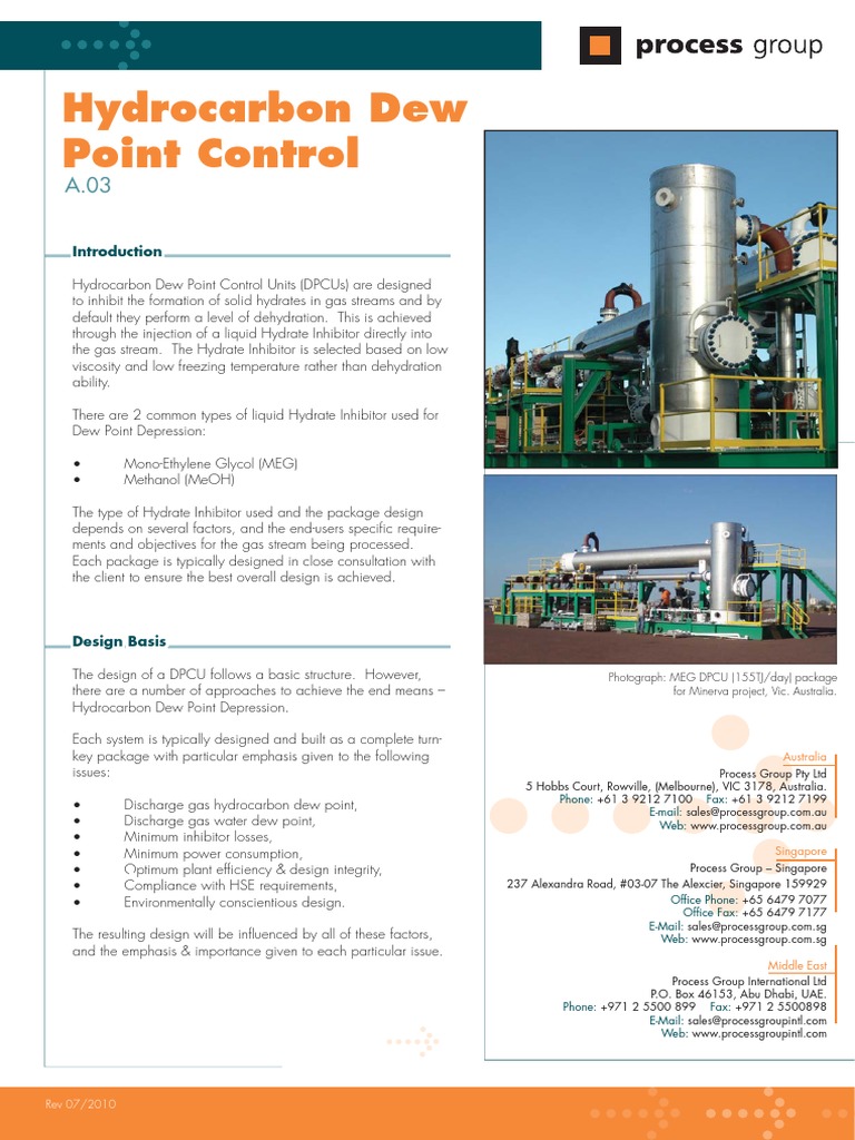 A03 Hydrocarbon Dew Point Control Rev 07-10 | Phase (Matter) | Liquids