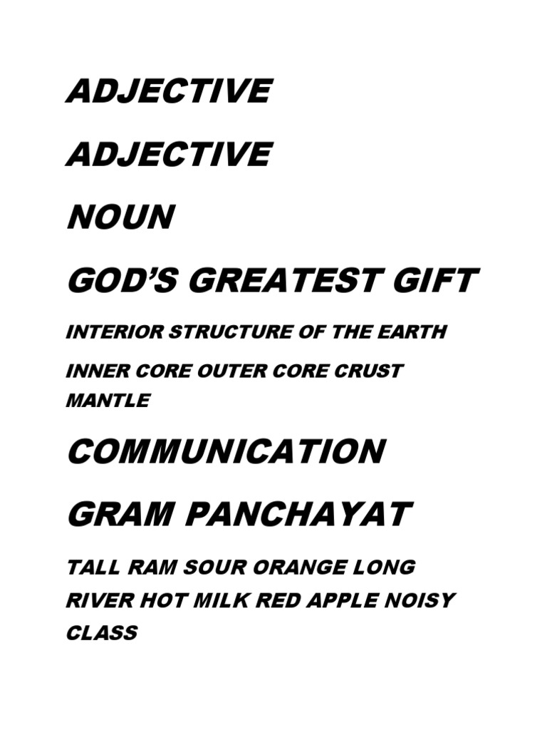 Adjective Adjective Noun God'S Greatest Gift: Interior Structure of The ...