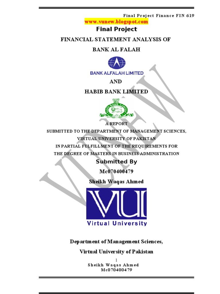 FIN619 Project VU | Download Free PDF | Working Capital | Financial Analyst