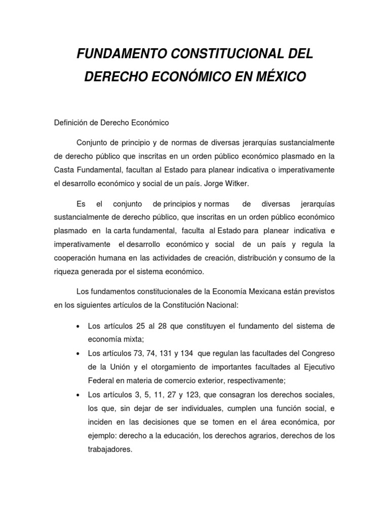 Fundamento Derecho Economico Pdf Comercio México 3381