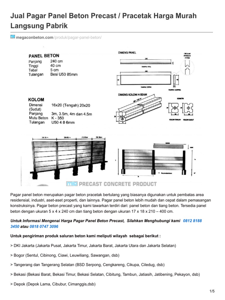 Jual Pagar Panel Beton Precast Pracetak | PDF