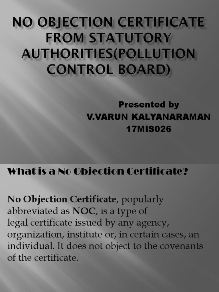 No Objection Certificate | PDF | Water Pollution | Waste