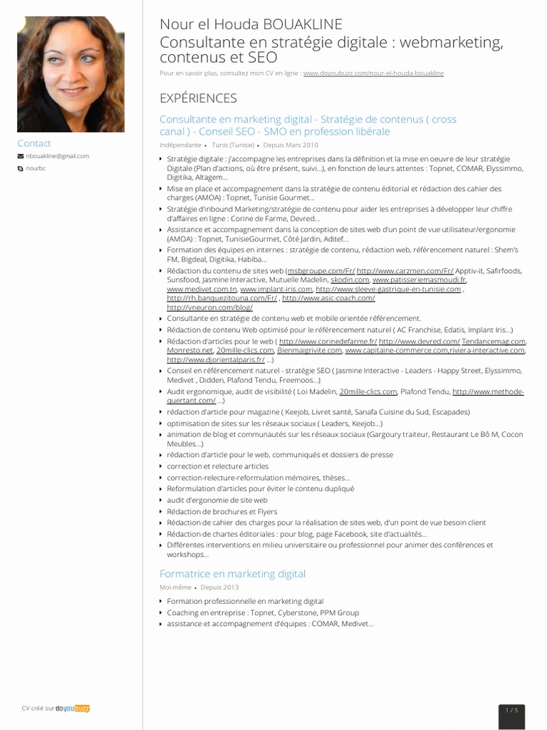 CV Nour El Houda Bouakline | PDF | Optimisation de moteur de recherche | Internet