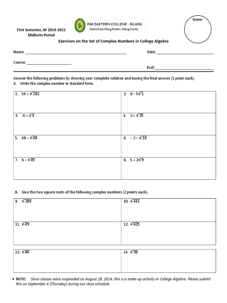 Exercises Complex Numbers | PDF