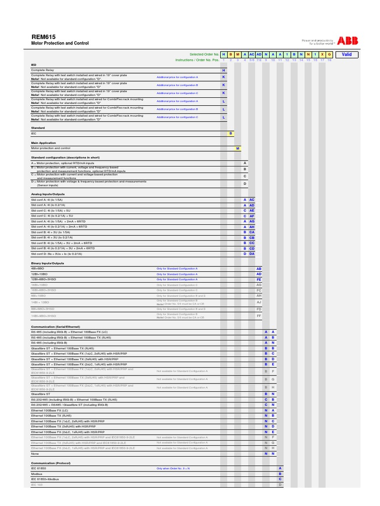 REM615 | PDF | Relay | Switch