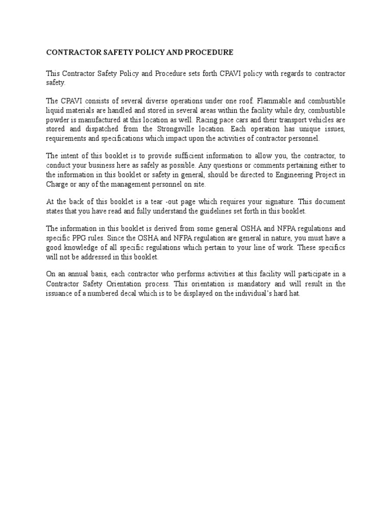 Contractors Policy and Procedures | PDF | Firefighting | Personal ...