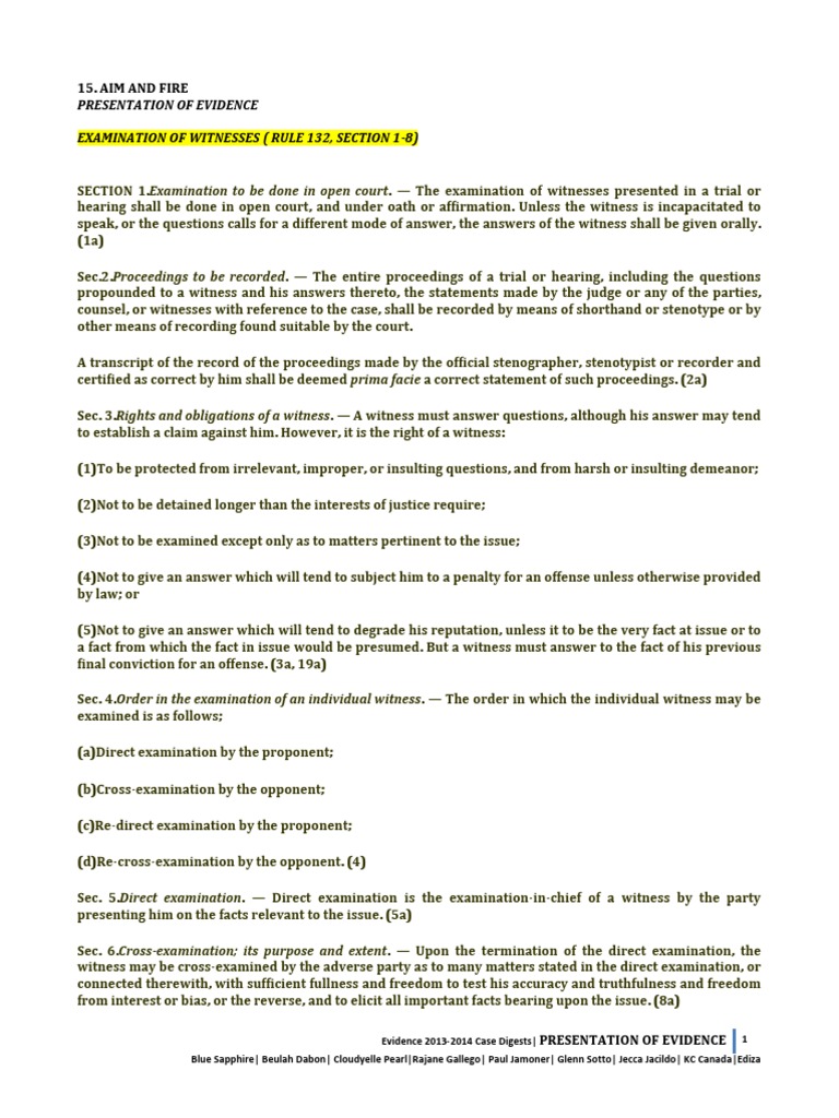 Presentation of Evidence COMPLETE | PDF | Testimony | Witness Impeachment