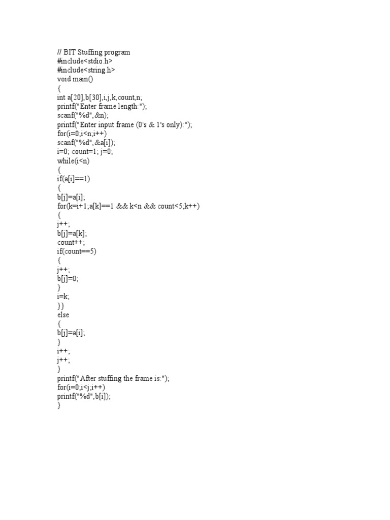 BIT Stuffing Program | PDF | Computer Security | Security