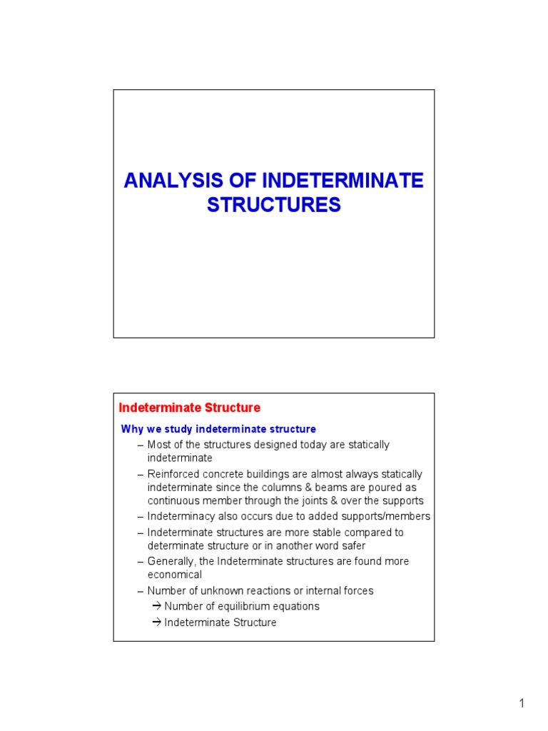 Indeterminate Structure Analysis | PDF | Beam (Structure) | Stress ...
