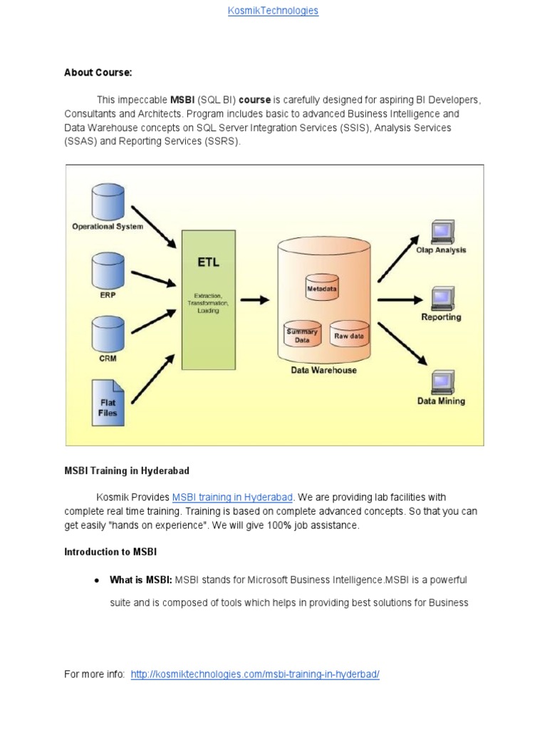 MSBI Training in Hyderabad | PDF | Information Retrieval | Computer Data