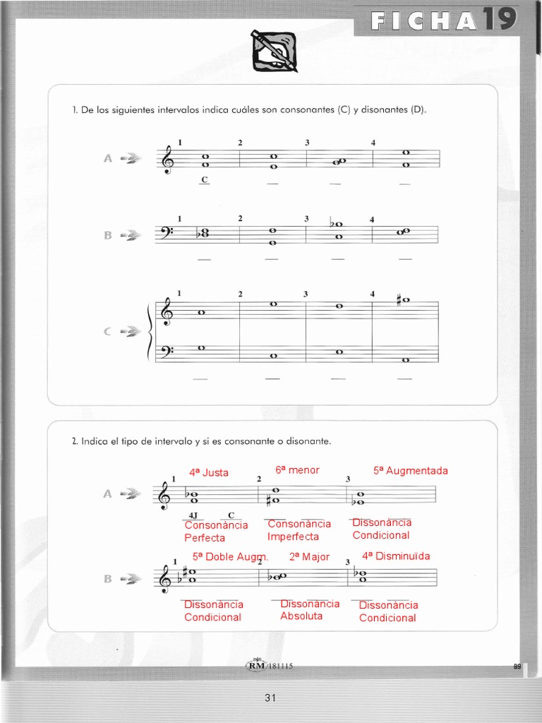 Correcció Exercicis 2, 3, 4 Intervals Harmònics | PDF | Teoría musical | Elementos de la música