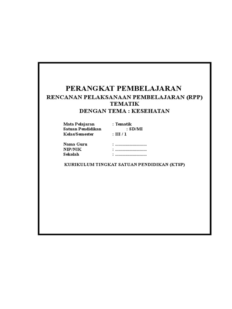 RPP Tema Kesehatan | PDF