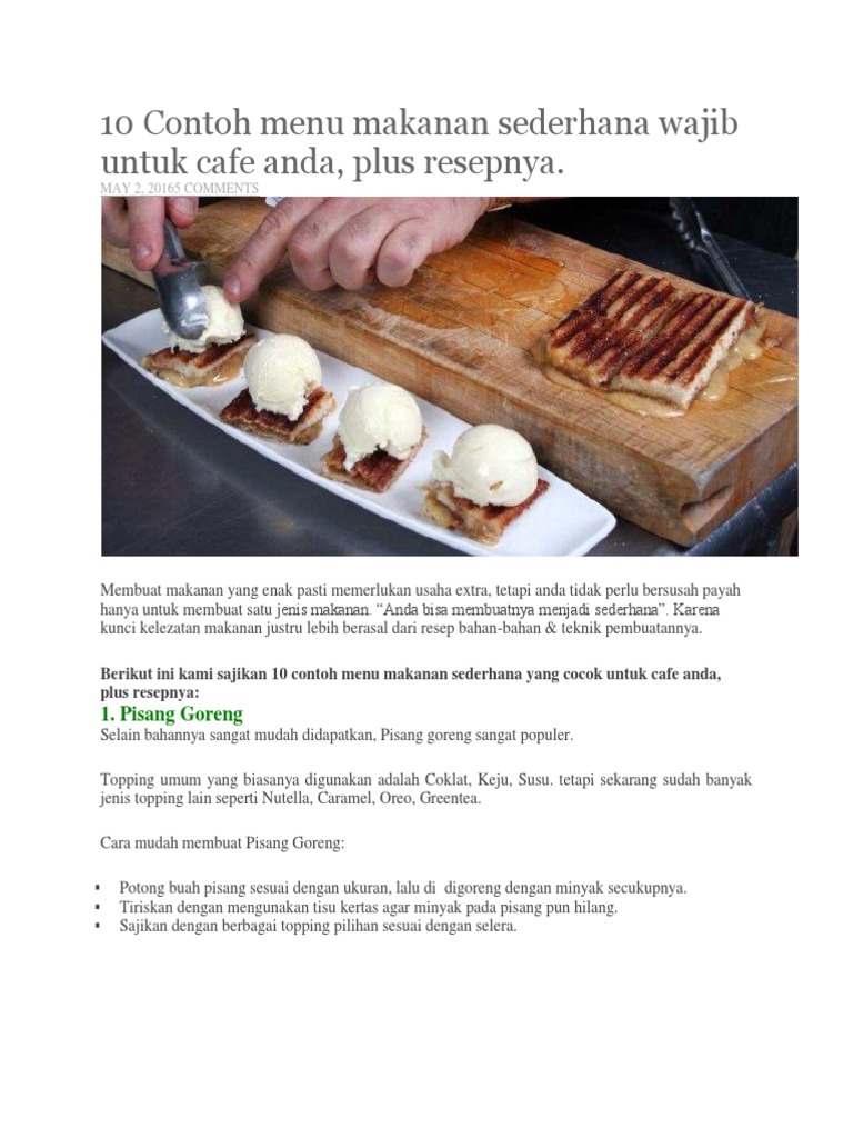 10 Menu Makanan Sederhana untuk Cafe | PDF | Gaya Hidup