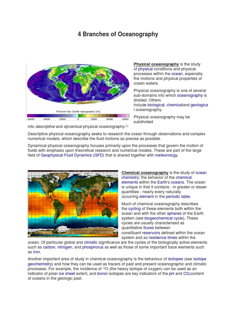 4 Branches of Oceanography | PDF | Oceanography | Physical Oceanography