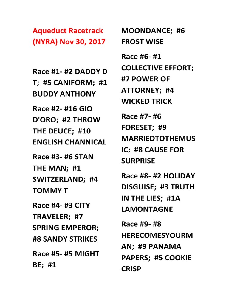 Aqueduct Racetrack | PDF