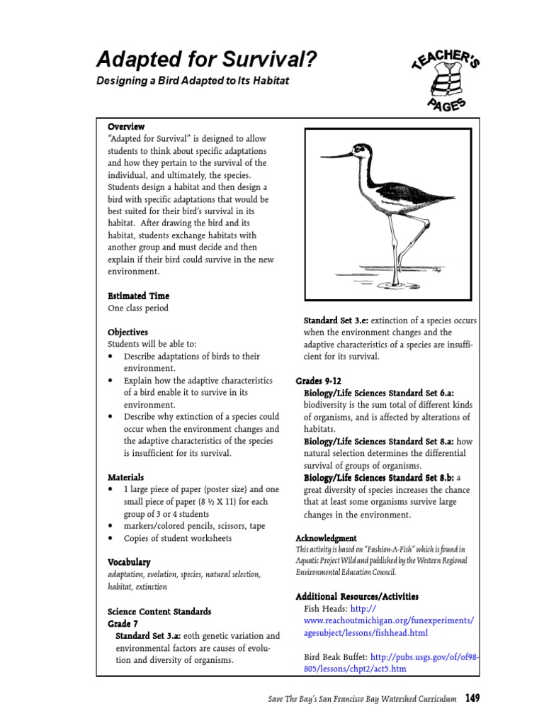 Adapted For Survival | PDF | Habitat | Adaptation