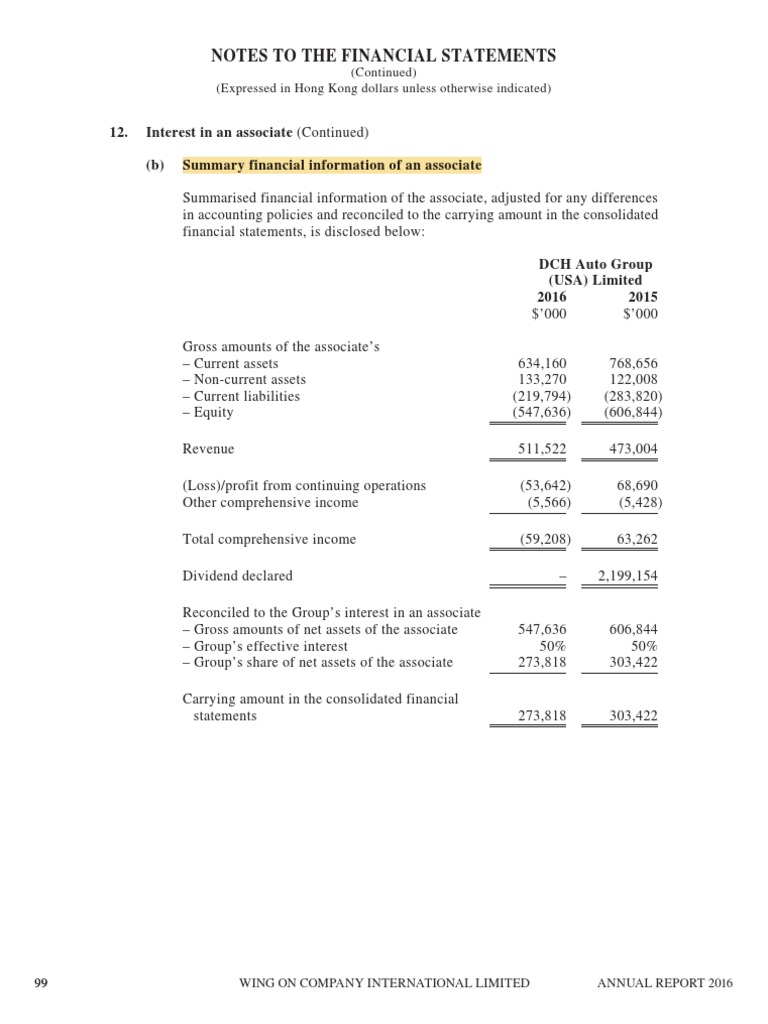 Notes To The Financial Statements | PDF | Financial Statement | Dividend