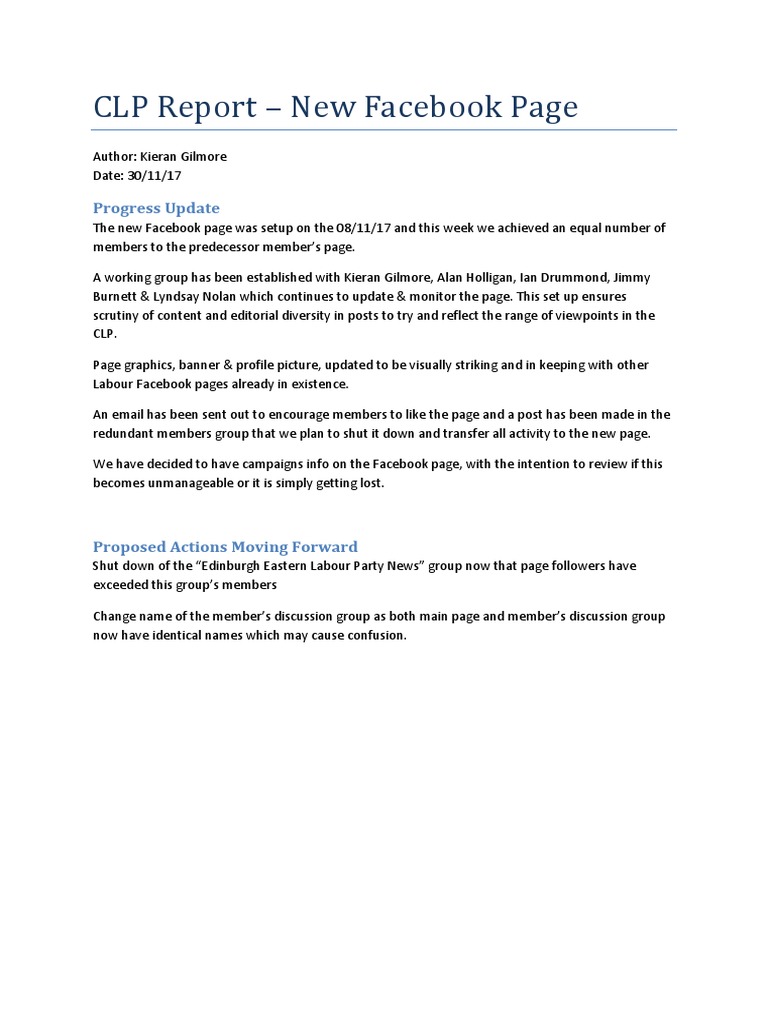 Facebook Page CLP Report | PDF | Facebook | Public Sphere