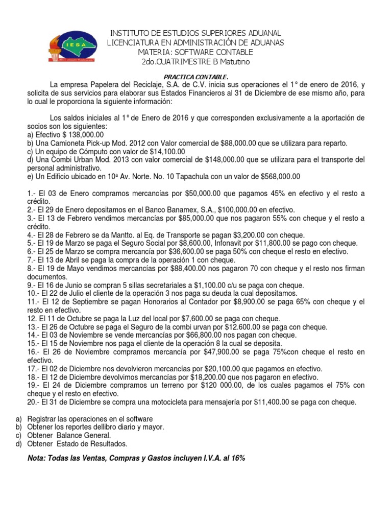 Practica Contable | PDF | Cheque | Bancos