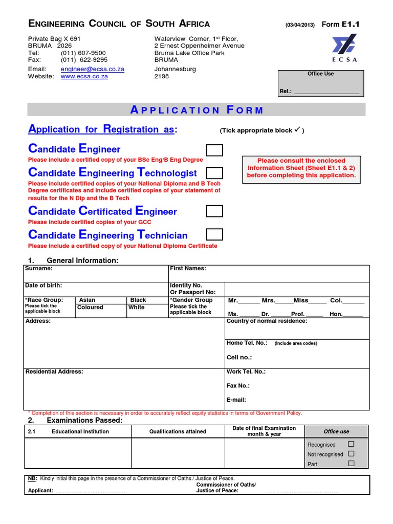 1E ECSA Candidate Appform | PDF | Cheque | Banks