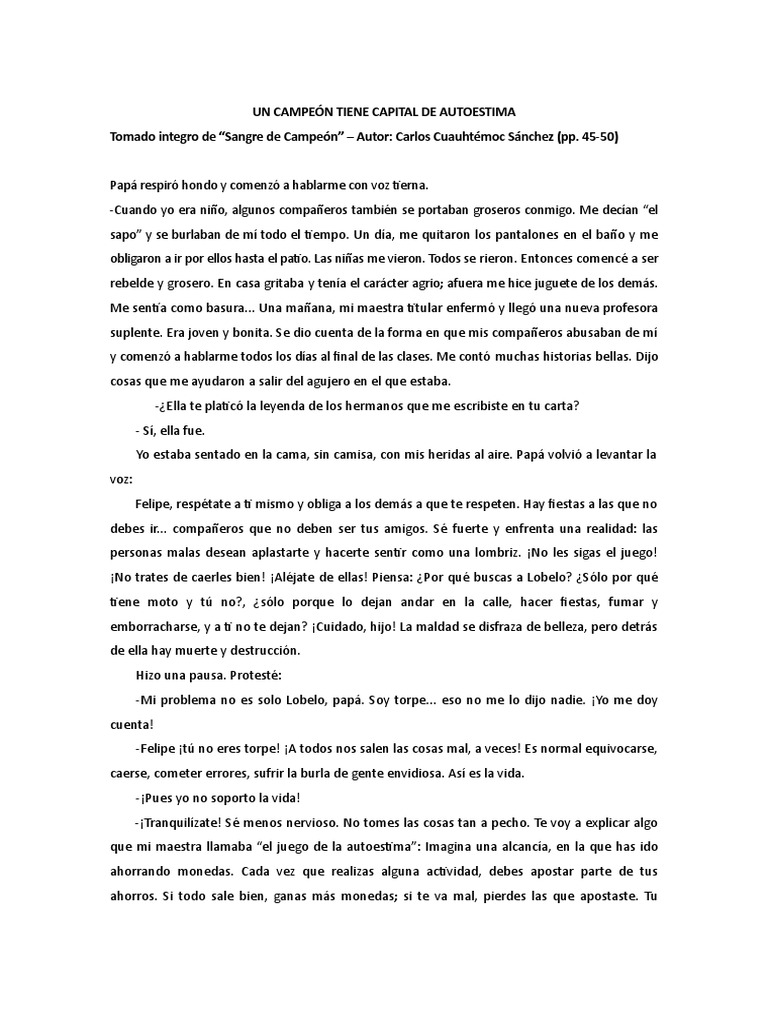 Lectura Autoestima I | PDF | Ocio