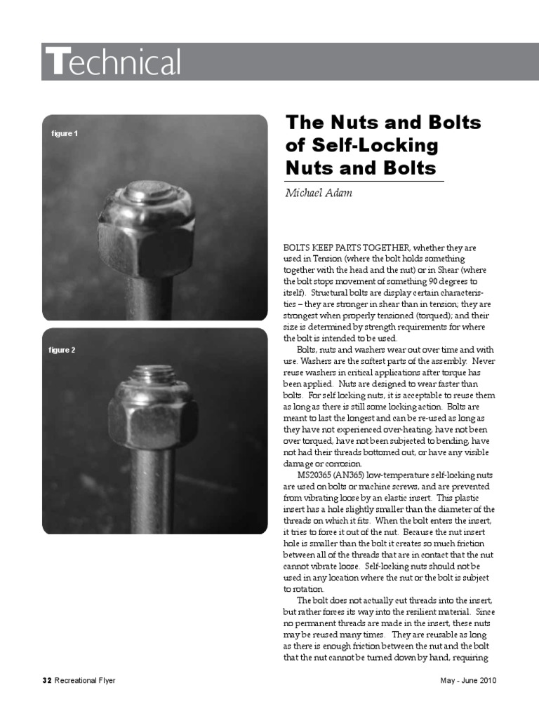 Self Locking Nuts and Bolts PDF | PDF | Nut (Hardware) | Screw