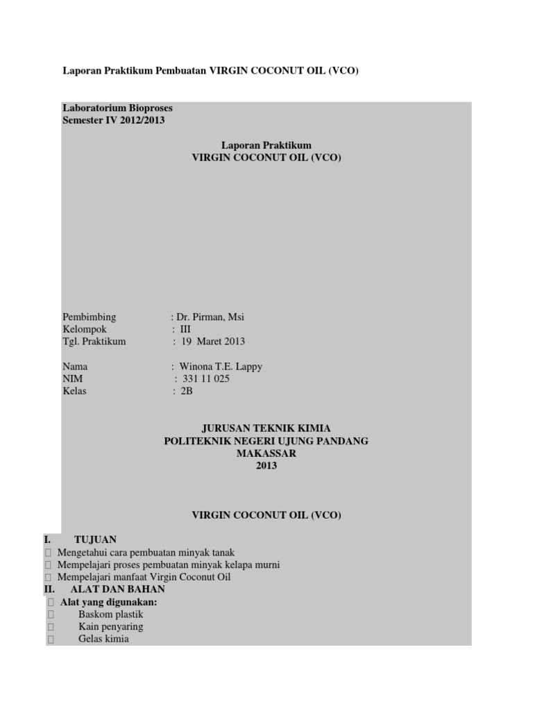 Panduan Praktikum VCO | PDF | Kesehatan Holistik