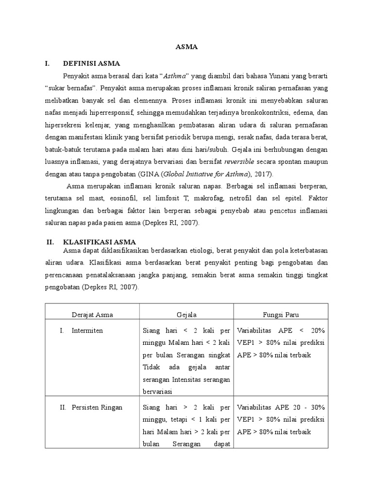 Definisi Klasifikasi Asma | PDF